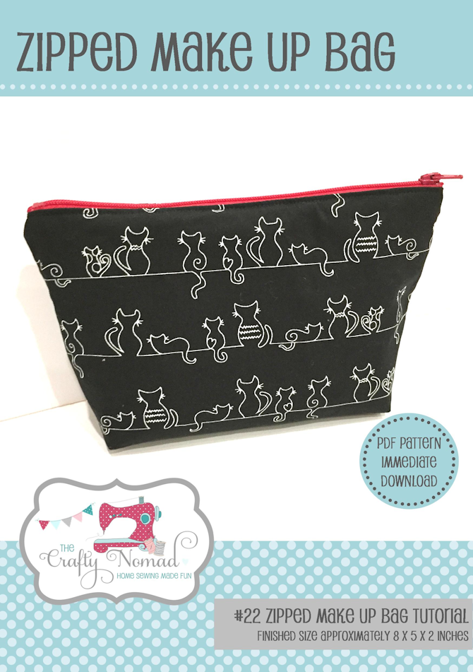 Zipped Make Up Bag PDF Sewing Tutorial and Pattern - Payhip