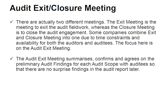 Guide To The Presentation Of Internal Audit Kick-Off, Status And Exit ...