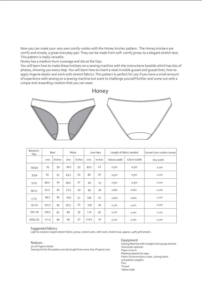 Honey Knicker Sewing Pattern DIGITAL - Payhip