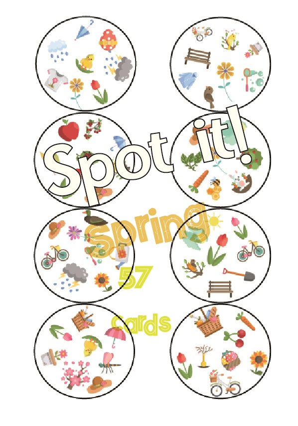 Spot it! Dobble! Spy! Seek it! Printable Spring Game with 57 cards ...