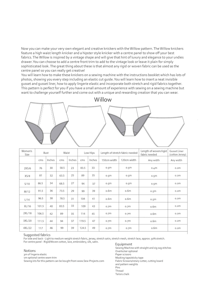 Willow Knicker Sewing Pattern DIGITAL (updated Version) - Payhip