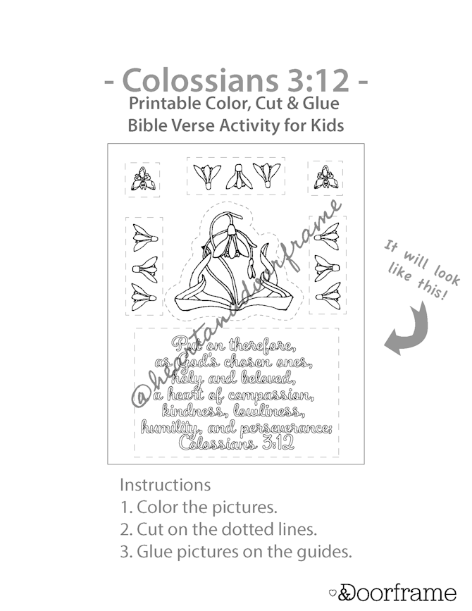 Colossians 3:12 ; Kids Color, Cut & Glue Bible Verse Activity - Payhip