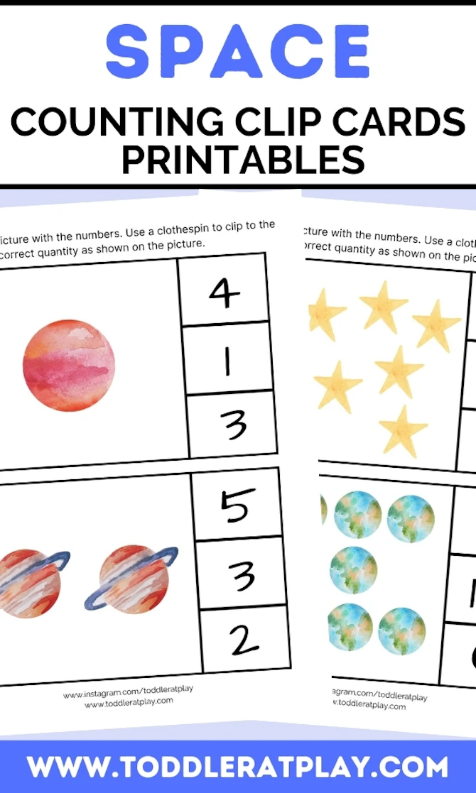 Space Counting Clip Cards Printables - Payhip