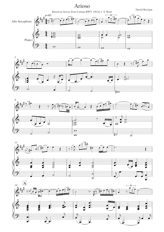 J.S Bach: Arioso SHEET MUSIC (piano & alto sax) & backing track - Payhip