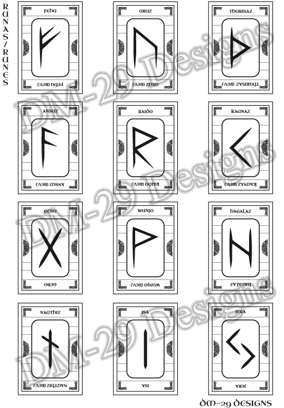 Runas Futhark (color blanco) - versión imprimible/ Futhark runes (white ...