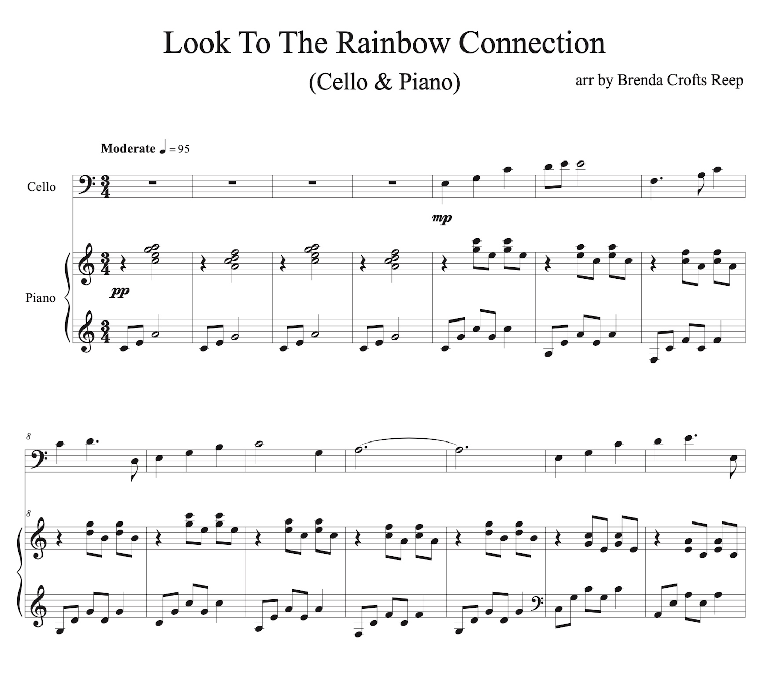 Sheet Music - Look To The Rainbow Connection - Cello Piano Duet - full ...