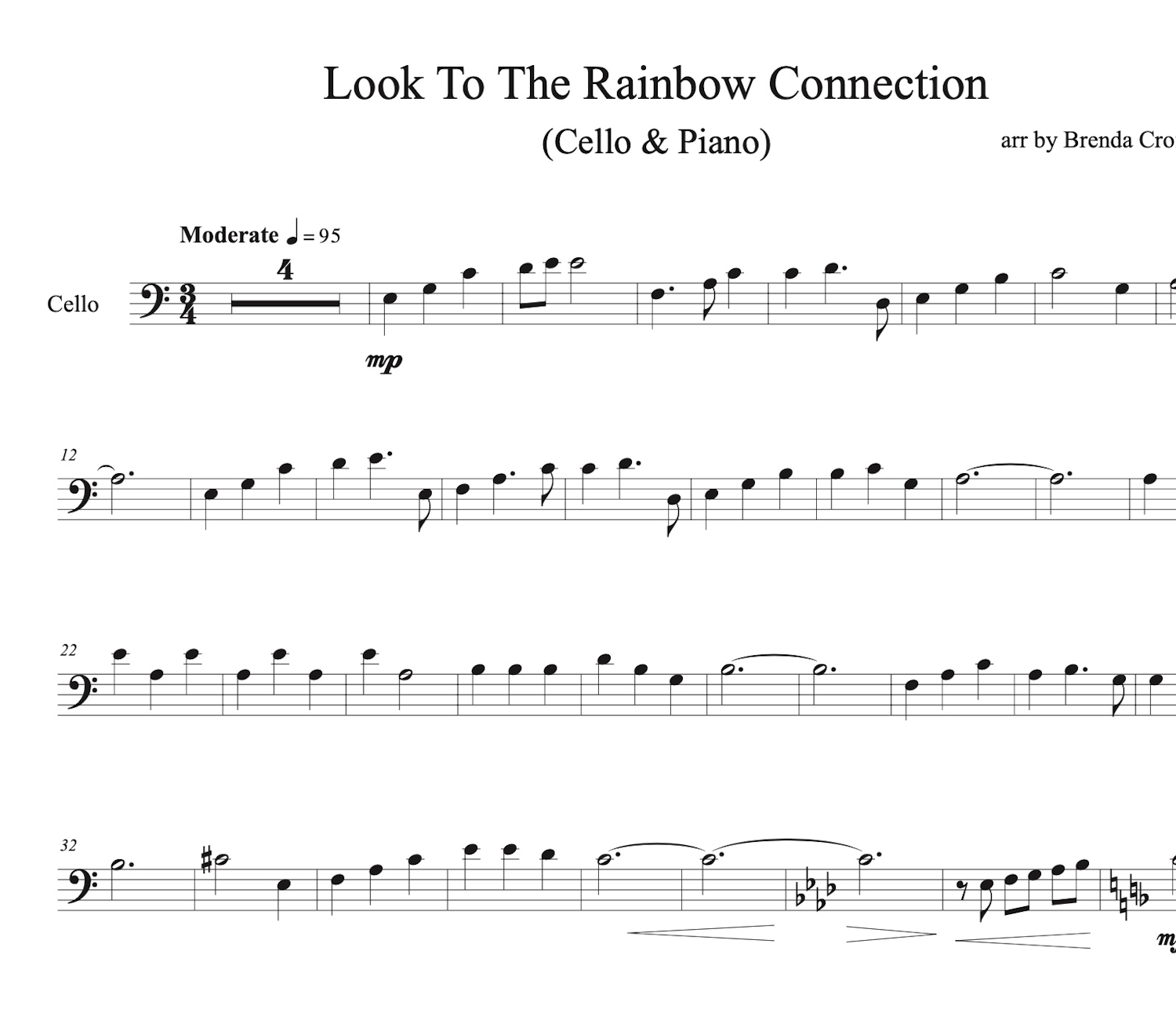 Sheet Music - Look To The Rainbow Connection - Cello Piano Duet - full ...